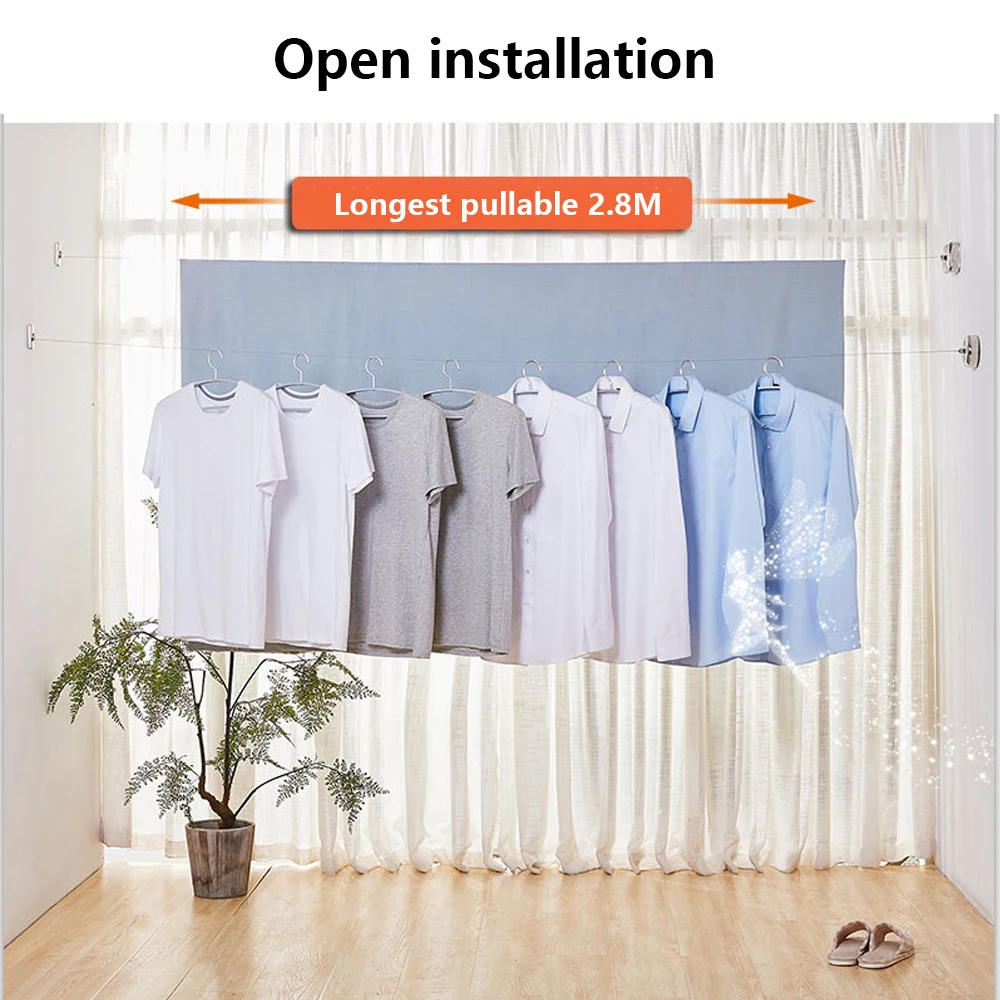 Portable Stainless Steel Retractable Clothesline Indoor Outdoor Laundry ...