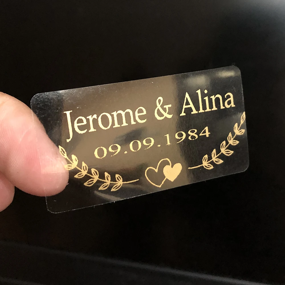 DIY 1984- 100PCS Gold Wedding bubble Labels Custom Transparent Stickers ...