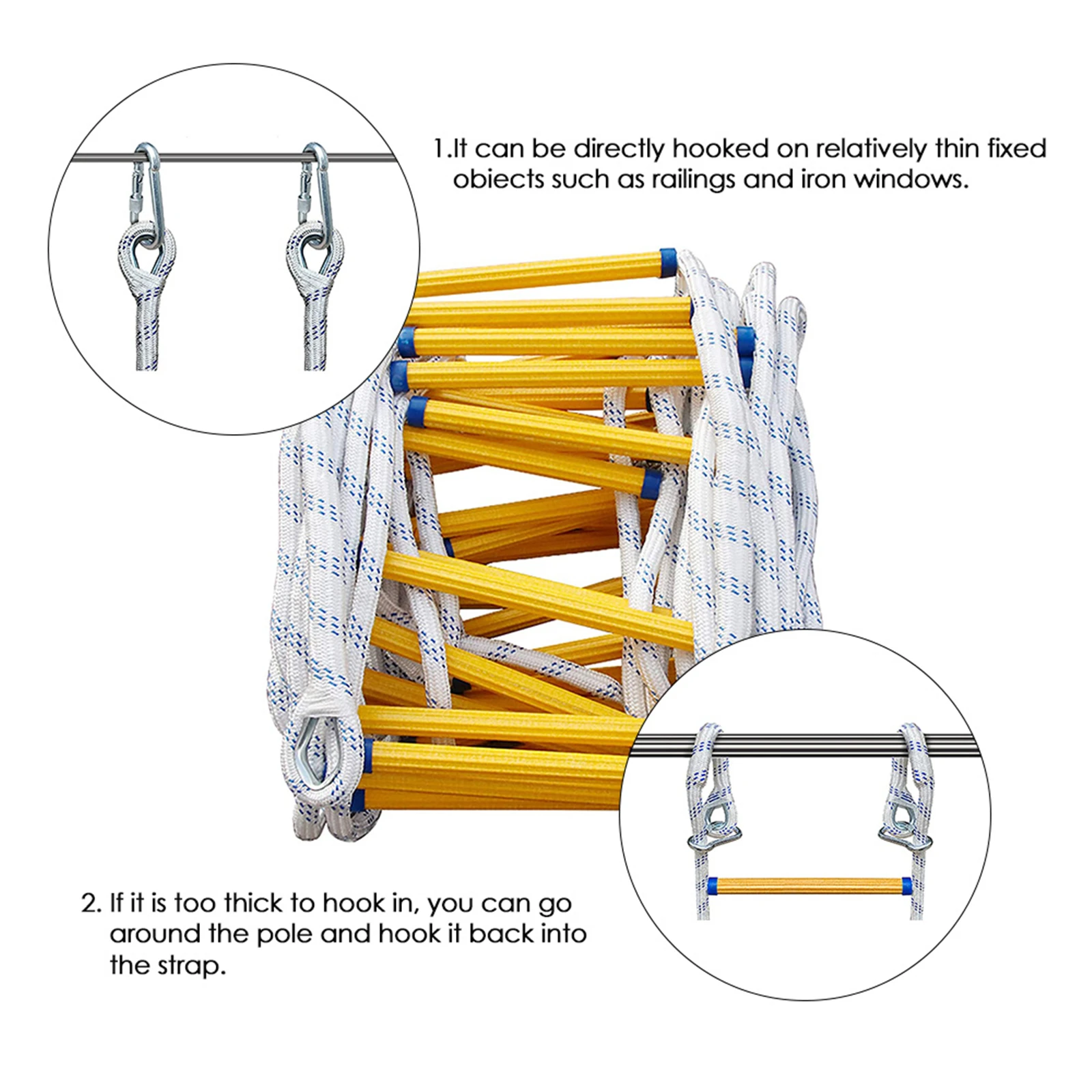 Rope Ladder Escape Ladder Home Lifeline Ladder Outdoor Round Nylon Soft ...