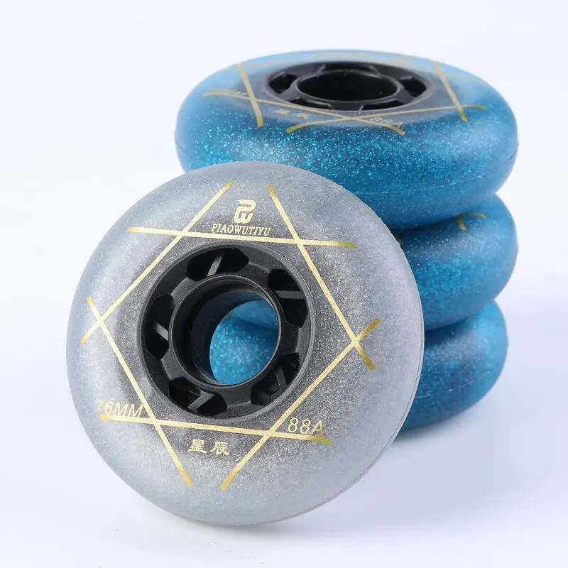 8PCS-88A-Skating-Wheel-with-Blue-Silver-PU-Inline-Skate-Wheels-for ...