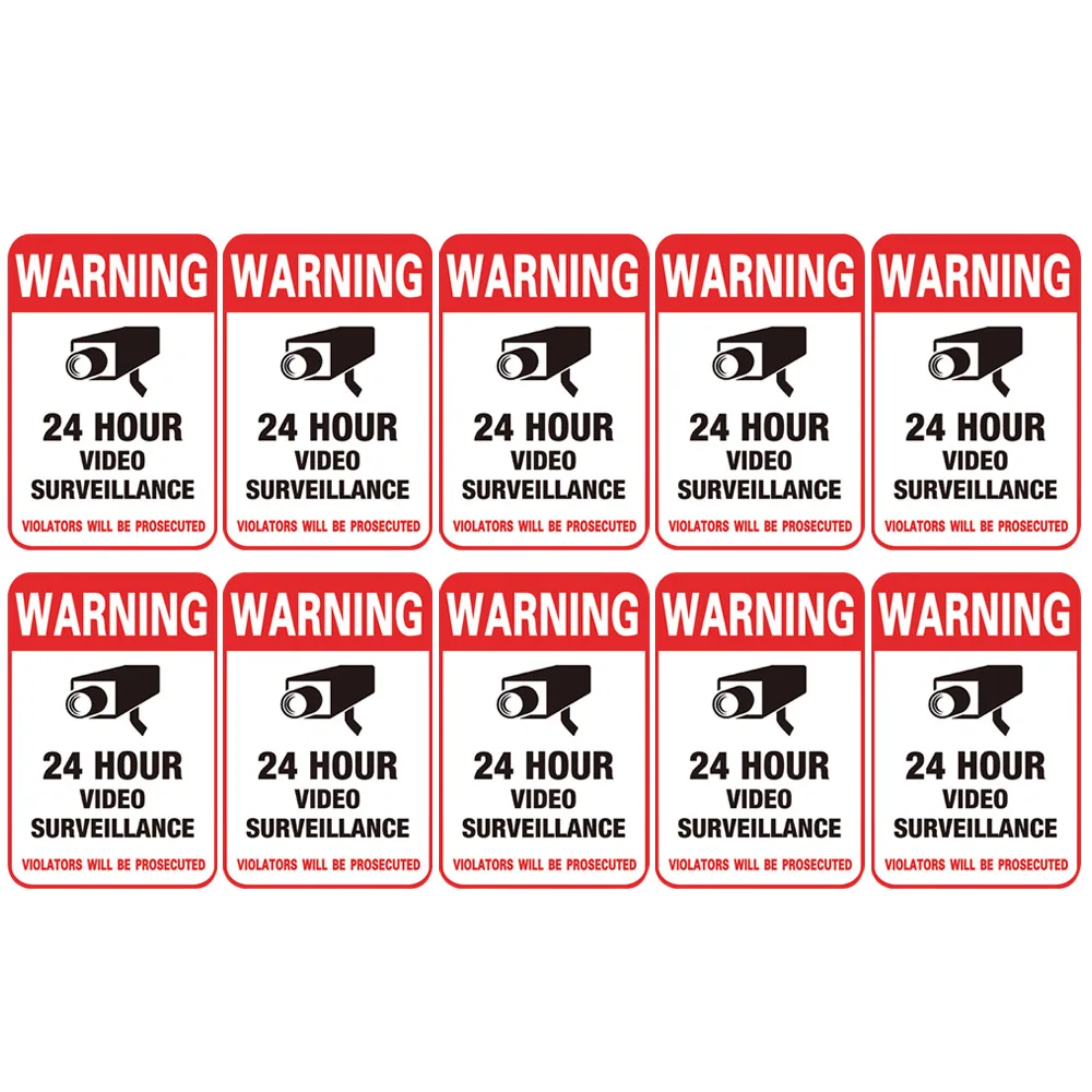 10PCS Waterproof Video Camera Surveillance Security Stickers Decals ...