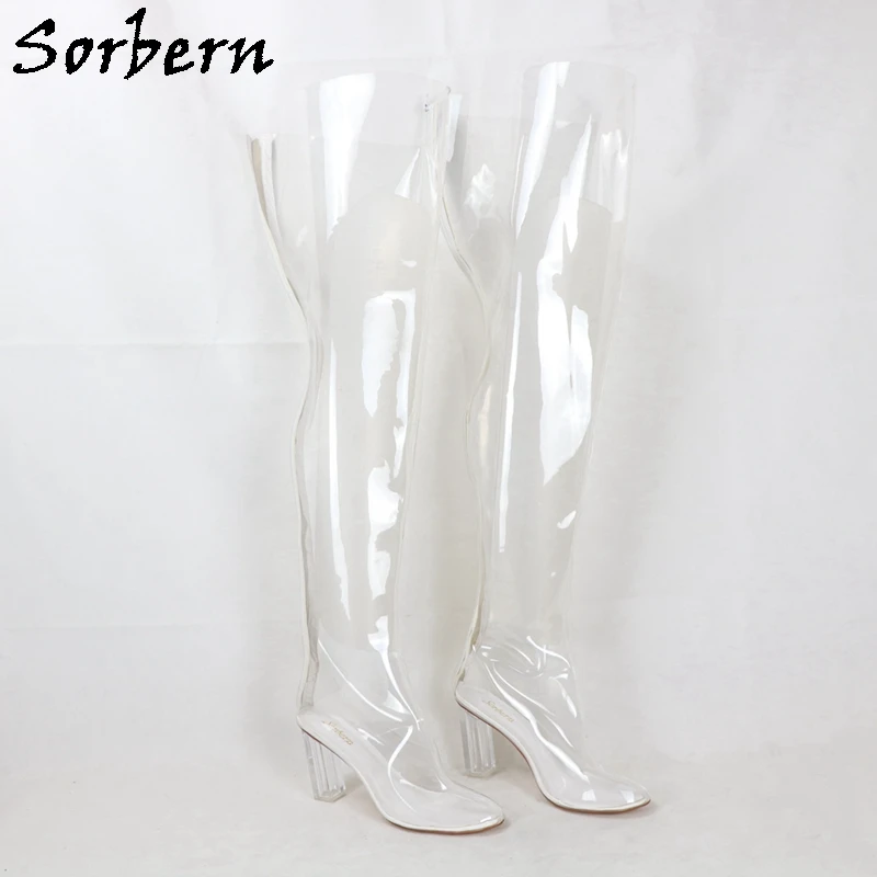 Sorbern-Sexy-Transparent-Boots-Women-See-Through-Perspex-Block-Heels ...
