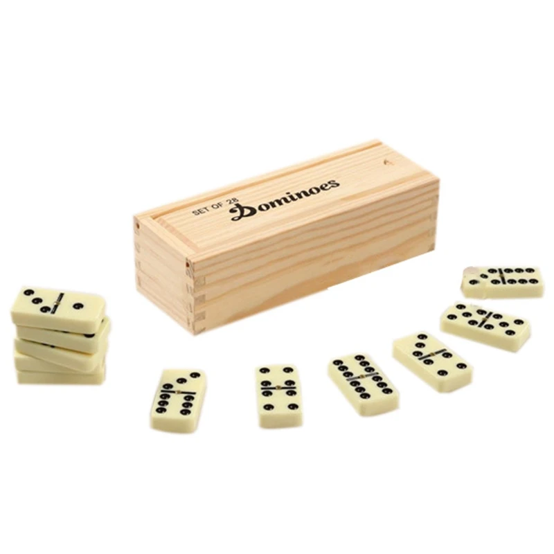 Juego de dominó con caja de madera, juego de dominó, mesa, tren, dominó ...