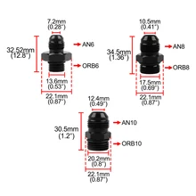 Male Adapter Fitting Black Orb-6 Orb-10 Orb-10 O-ring Boss To An6 6an ...