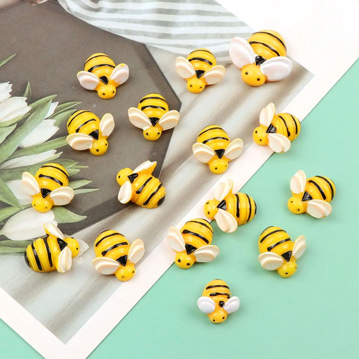 20Pcs-lot-Kawaii-Mini-Bee-Miniature-Figurines-Flatback-DIY-Craft-Gnome ...