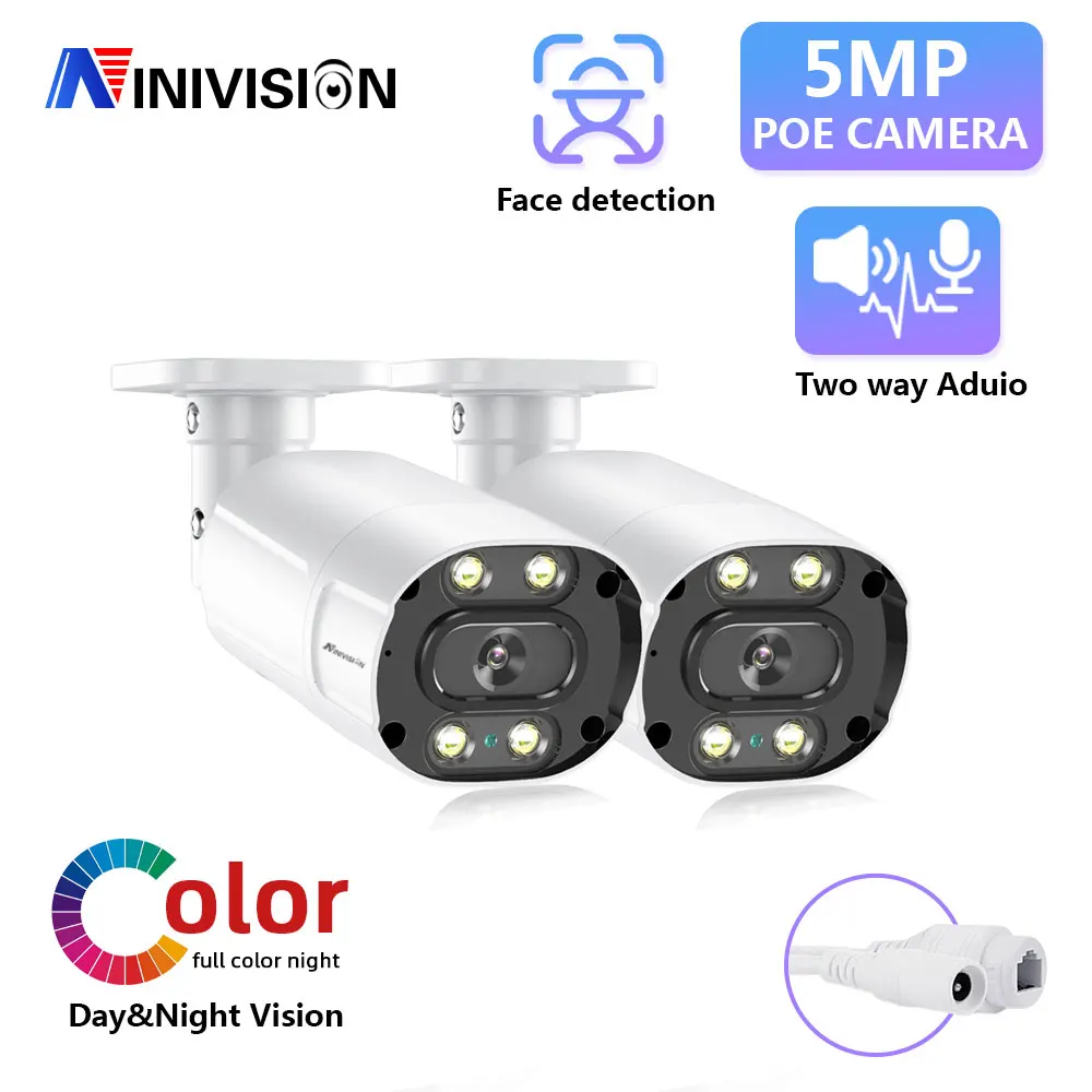 5MP POE IP Camera Full Color Metal Bullet IP66 cctv Surveillance ...