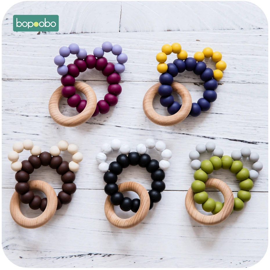 Bopobo силиконовые бусины Деревянный Прорезыватель Мультяшные ...