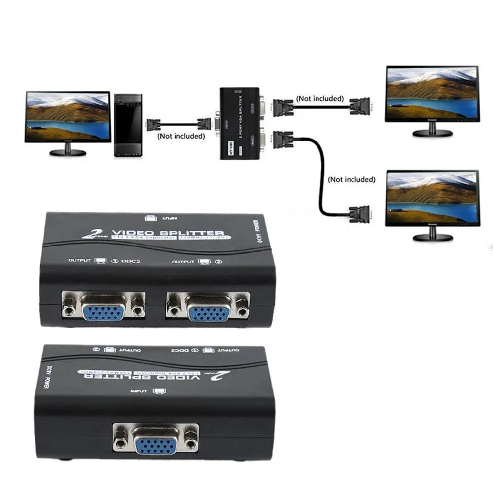 1-PC-to-2-Monitor-1-to-2-Split-Screen-VGA-Splitter-Video-Splitter ...