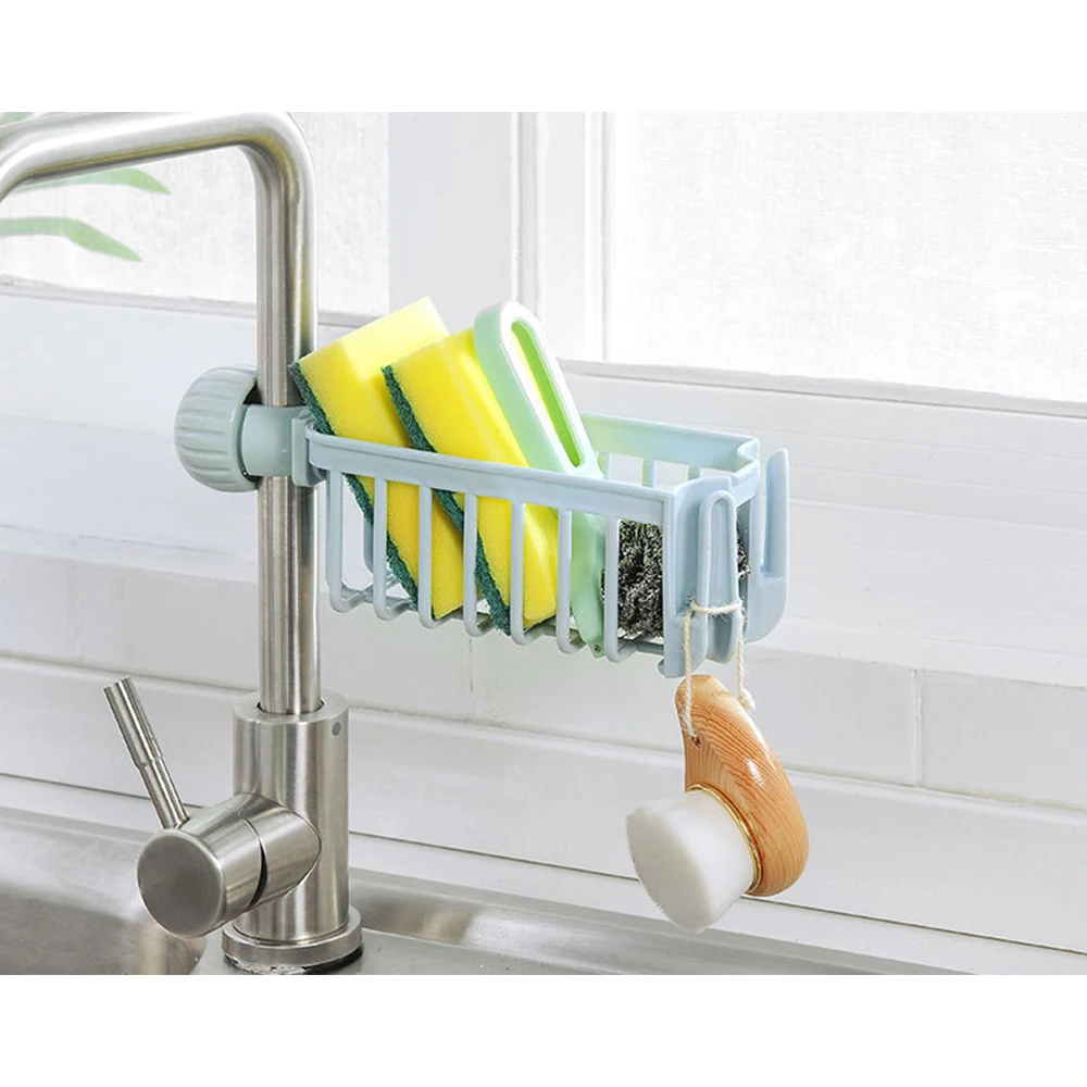Plastic Faucet Storage Rack Kitchen Drainage Shelf Sink Storage Hanging ...