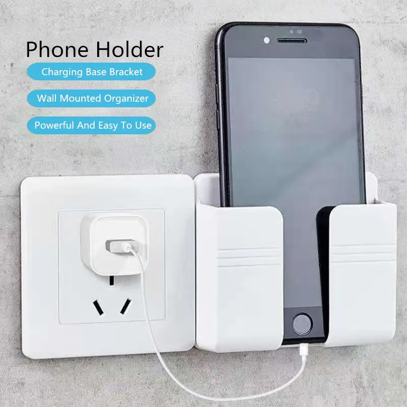 Phone-Holder-Wall-Mount-Organizer-Mounted-Plug-Cellphone-Hanging-Stand ...