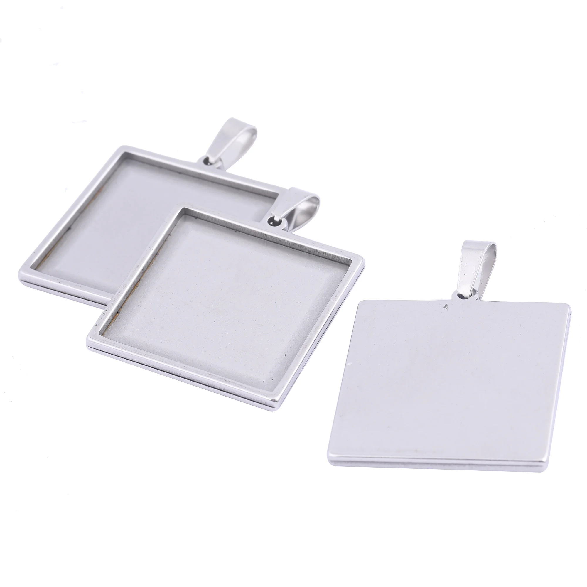 5pcs 15mm 20mm 25mm 30mm Square Cabochon Base Setting Stainless Steel ...