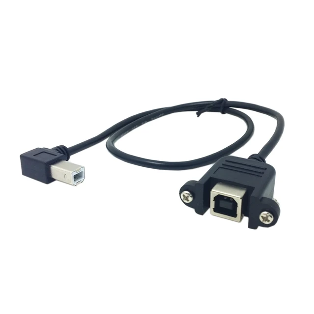 90 degree left and right angle USB B type male to USB B type female ...