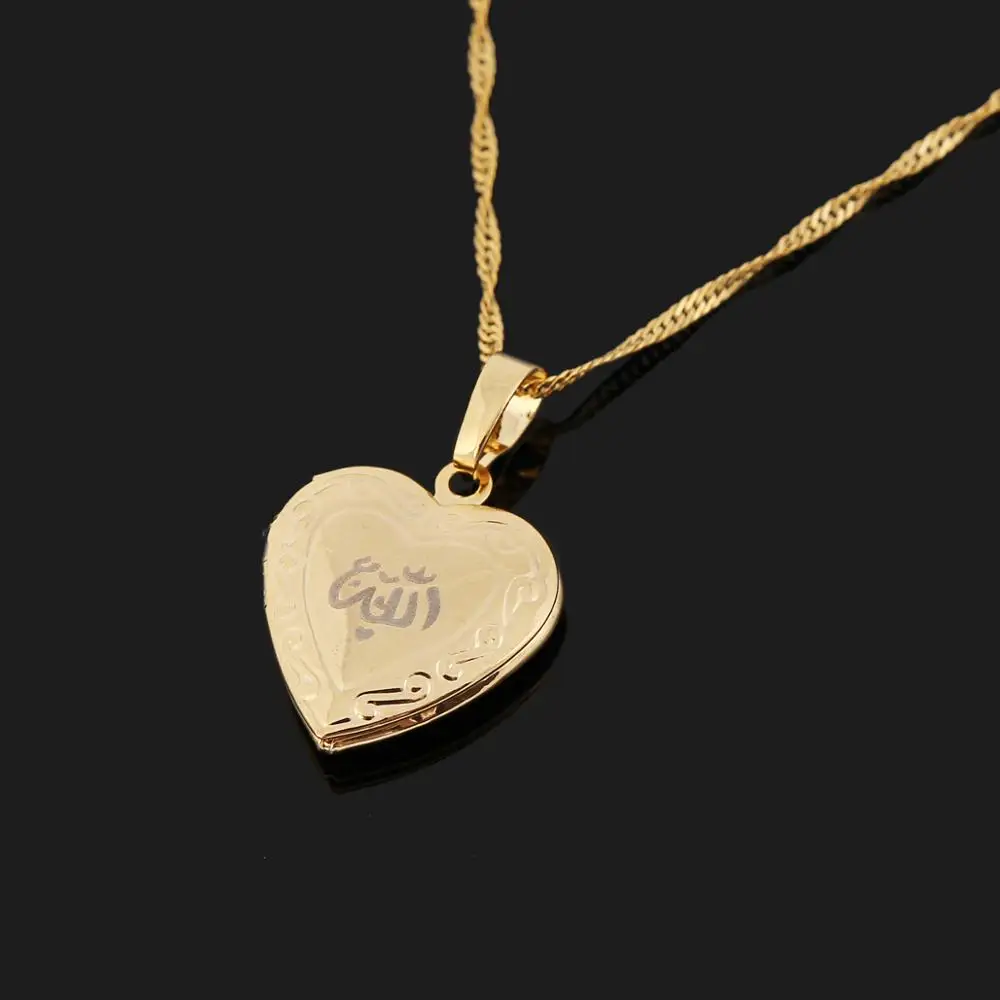Heart-allah-pendant-Necklace-For-Women-24K-Gold-Color-Muslim-Heart ...