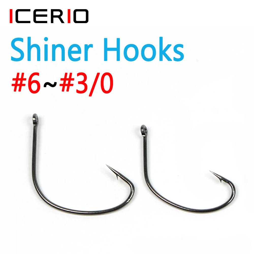 100PCS High carbon Steel Straight Eye Shiner Hooks Saltwater Freshwater ...