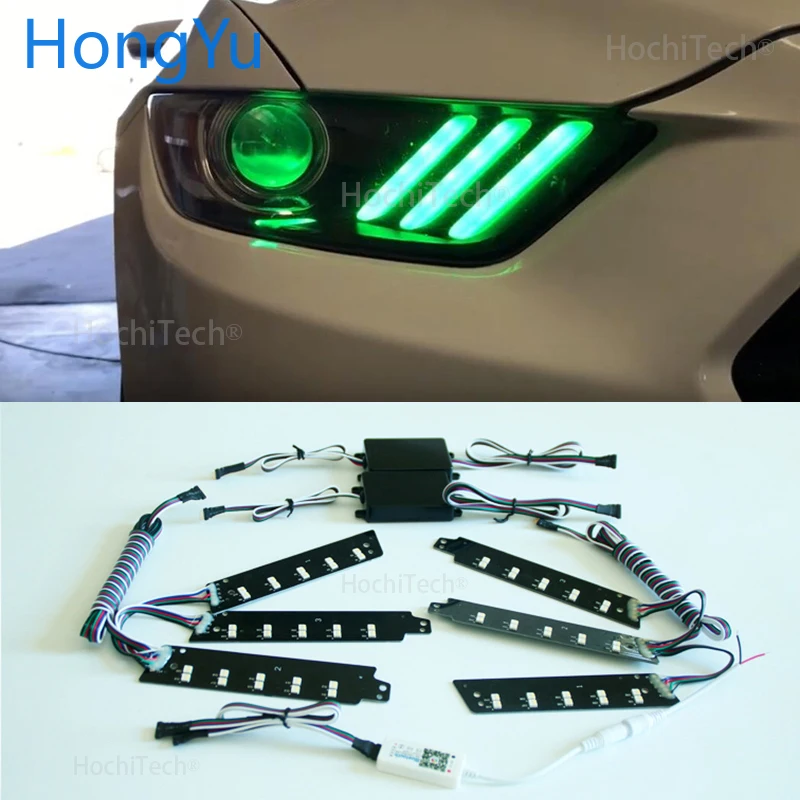 Faro LED multicolor RGB para Ford Mustang, control inalámbrico DRL ...
