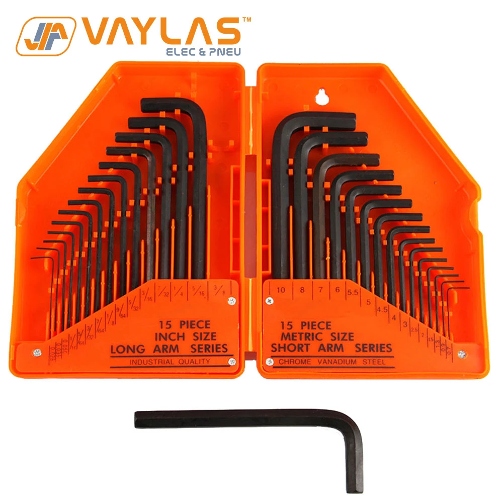 30pcs Allen Key Hex Set Inch And Metric Size Black Oxidised Surface With Foldable Storage Case ...