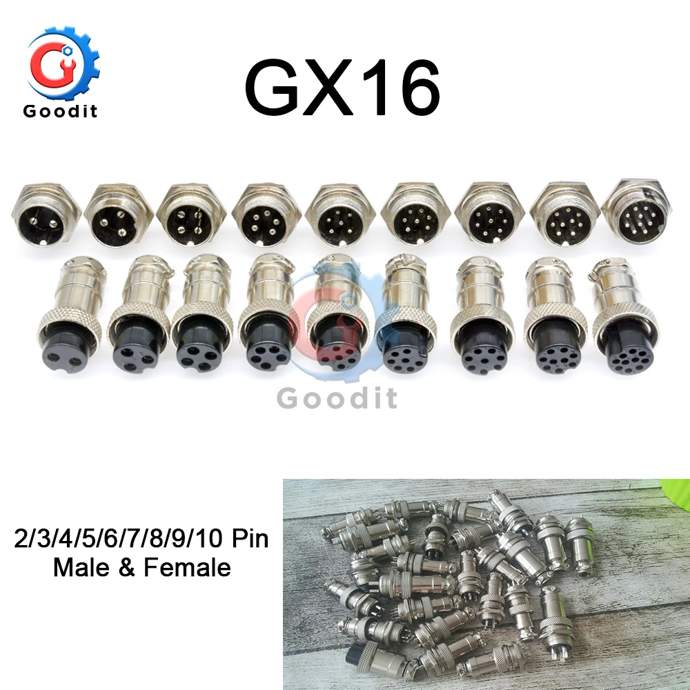 1set GX16 2/3/4/5/6/7/8/9/10 Pin Male & Female 16mm L70 78 Aviation ...