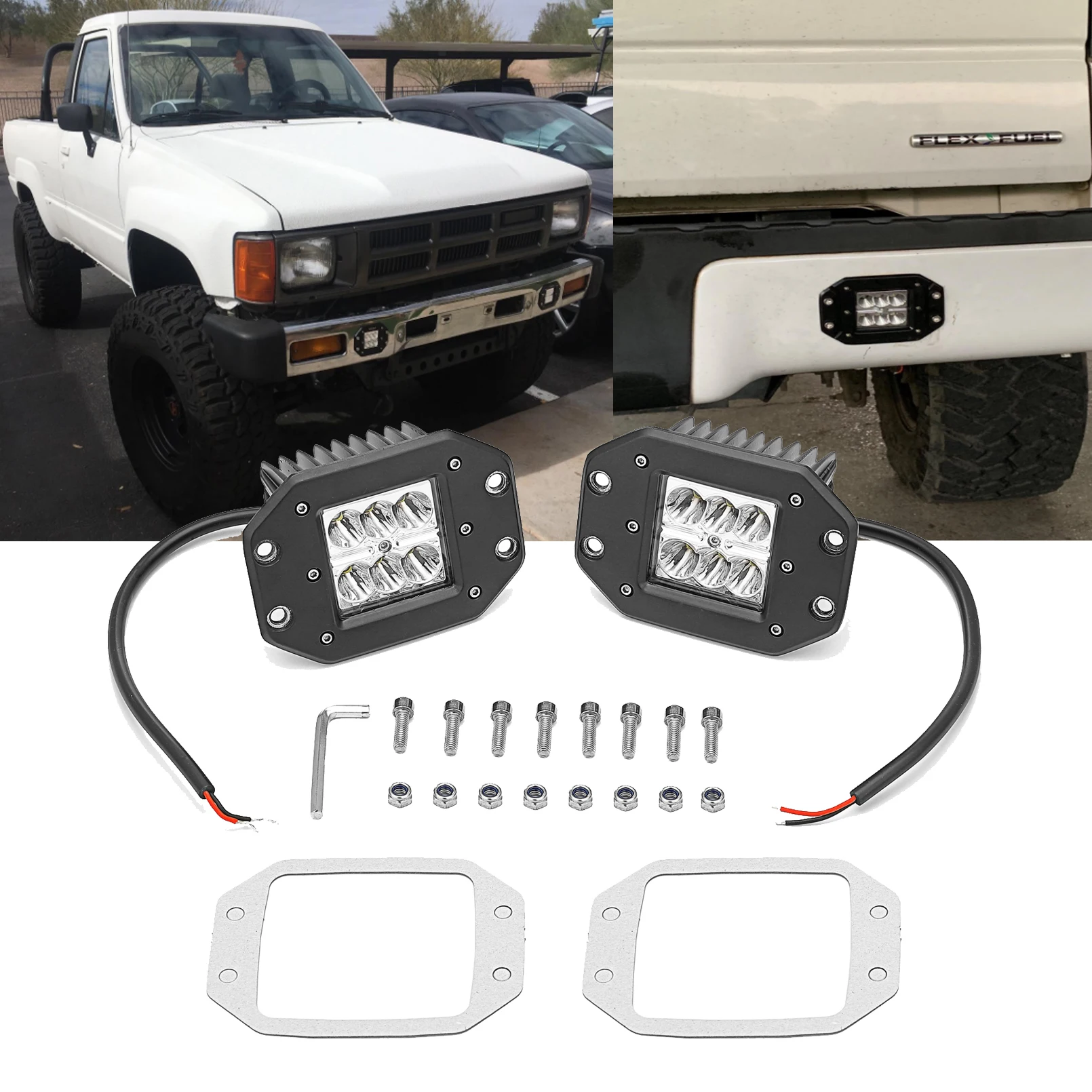Car-Lights-Universal-Reverse-Front-Rear-Bumper-Backup-Flush-Mount-2x ...