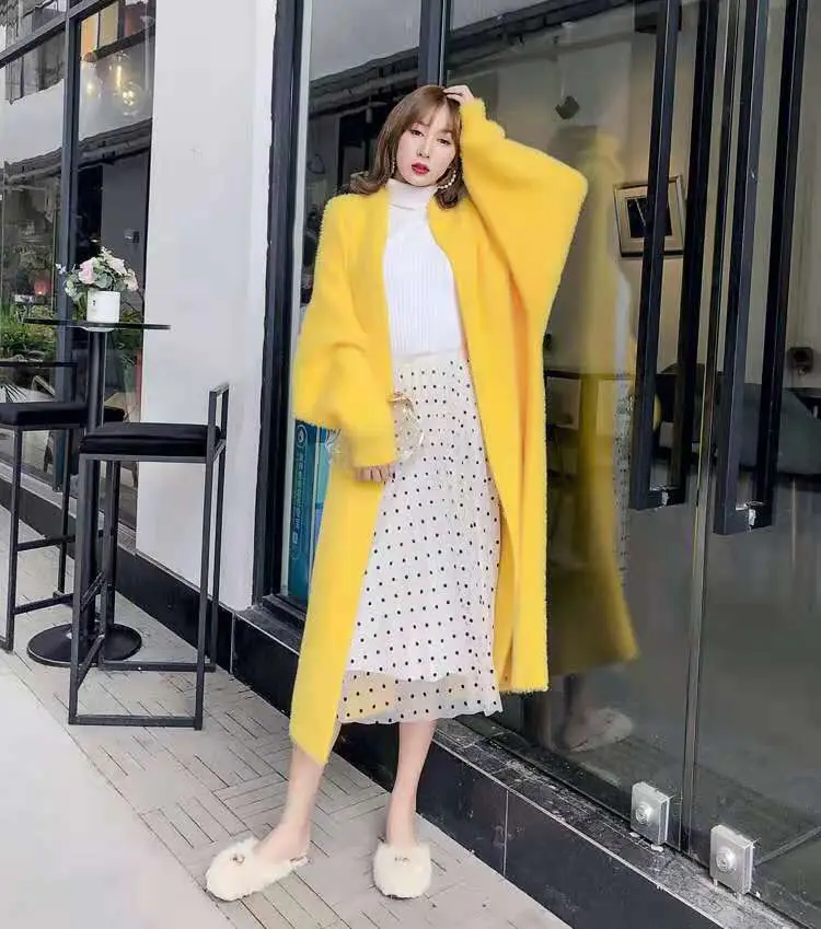 Gilet-cardigan,Cardigan en Faux vison et cachemire pour Femme, vêtement ...