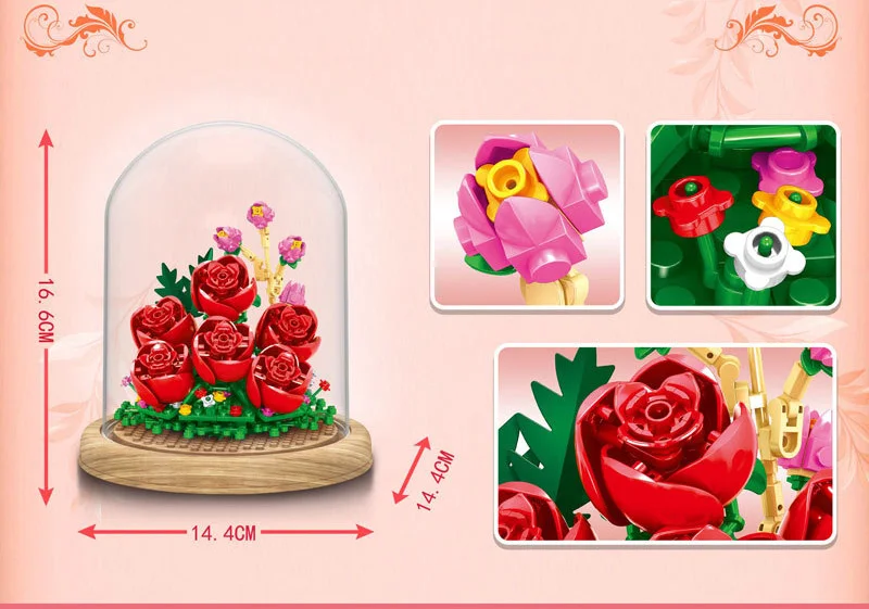 Mini Red Roses ,Plant Building Blocks Original Box – Magic Blocks Lady