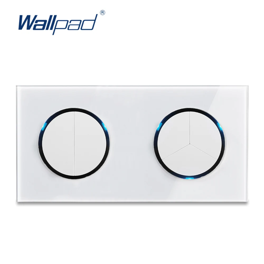 5 Gang 2 Way Wall Light Switch Wallpad Luxury Tempered Crystal Glass ...