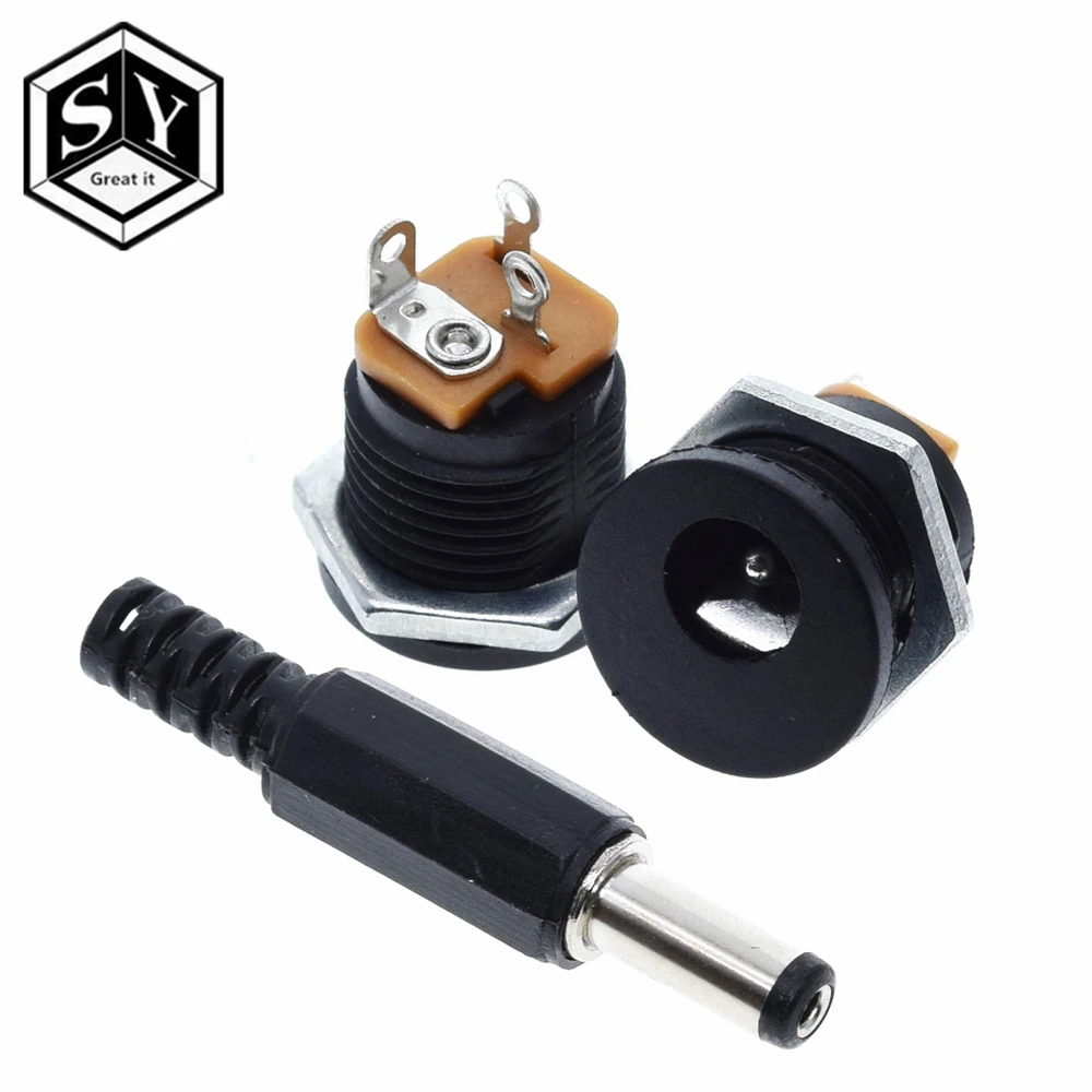 10Pcs DC 022 5.5 2.1/5.5x2.1mm DC 전원 소켓/DC 커넥터 패널 장착 DC022 노란색|반도체 집적회로 ...