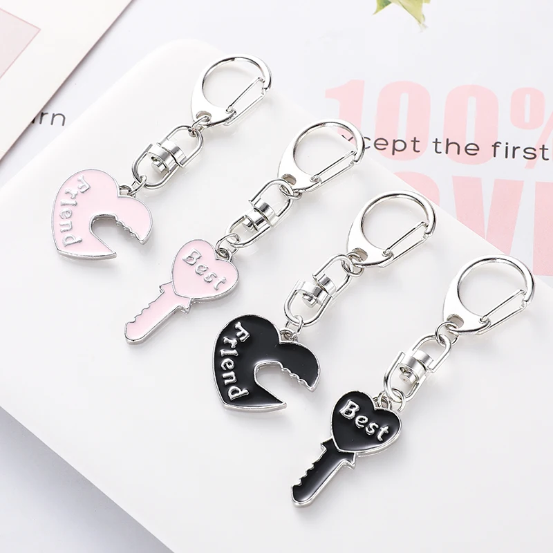 2pcs Creative Heart Key Lock Keychain for Women Men Cute Best Friend ...