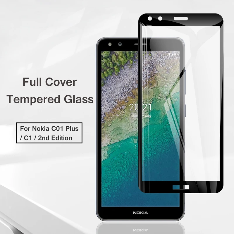 For Nokia C01 Plus C1 2nd Edition 5.45" Full Cover Tempered Glass ...