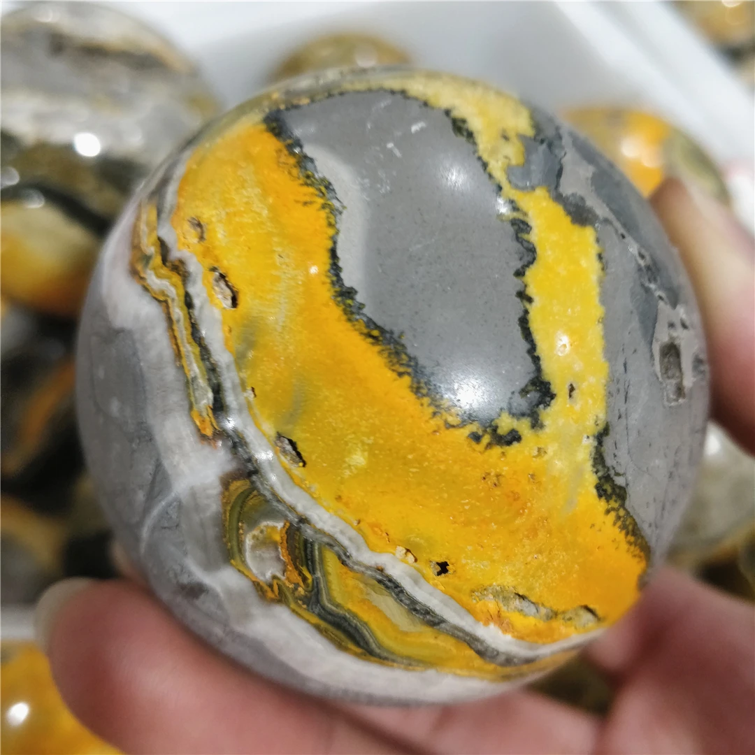 5-7CM-Gemstone-Bumblebee-Jasper-Yellow-Quartz-Natural-Stones-Sphere ...