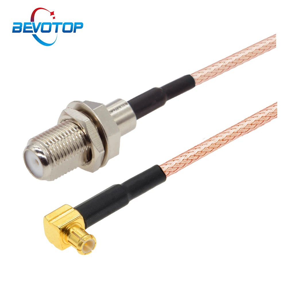 Conector macho MCX de ángulo recto a conector hembra F, Conector de mampara Coaxial RG316 ...