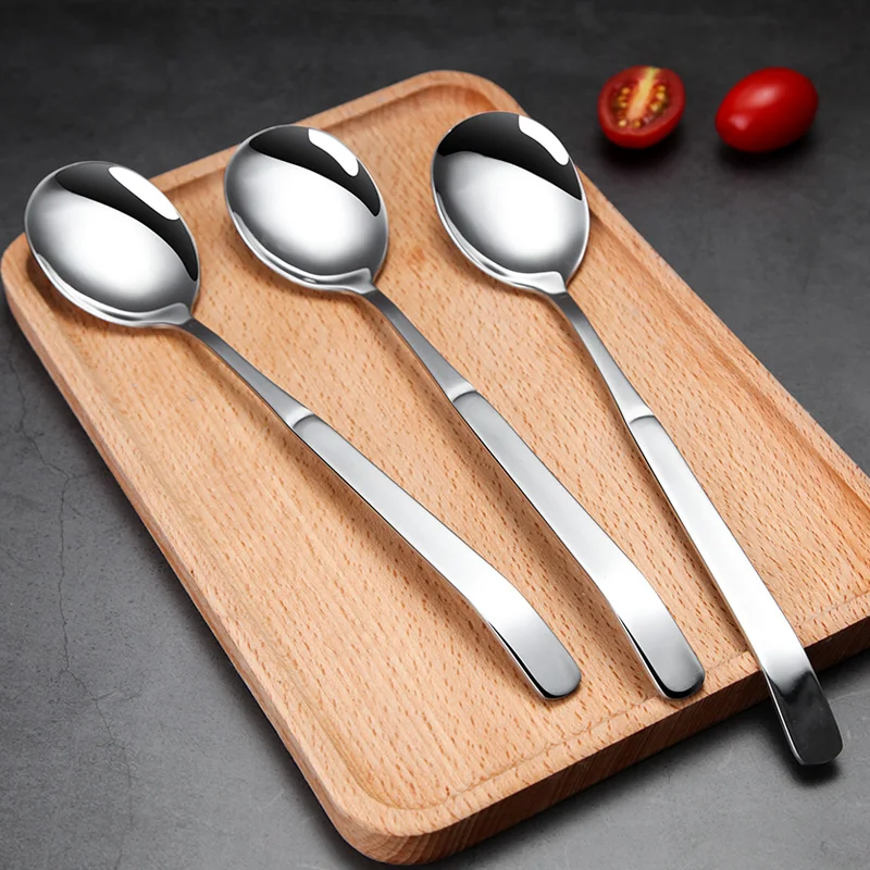5pcs Stainless Steel Round Serving Spoon Public Buffet Spoons Long ...