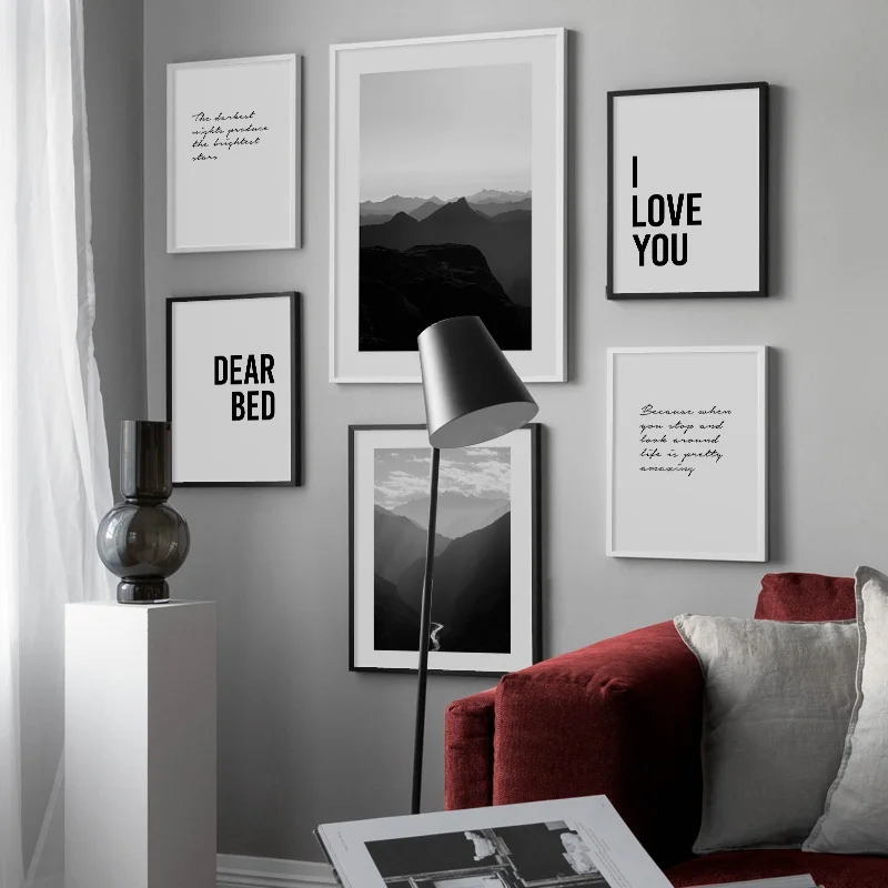 Black-White-Mountain-Landscape-Quotes-Wall-Art-Prints-Paper-Canvas ...