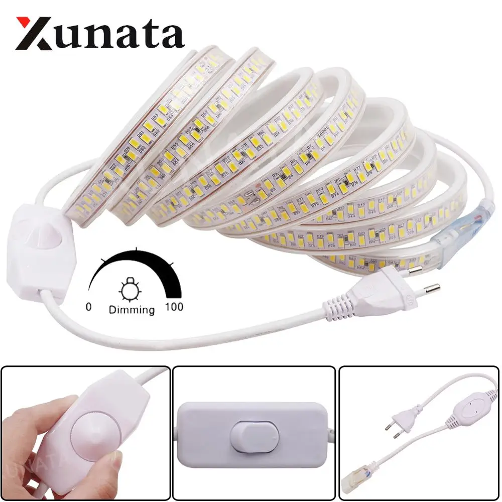 LED Strip 220V 240V EU UK Waterproof 180Leds/m Double Row Outdoor ...