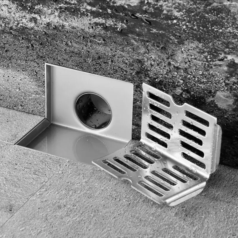 Stainless Steel Side-drain Wall Side Shower Drain Balcony Wall Corner ...