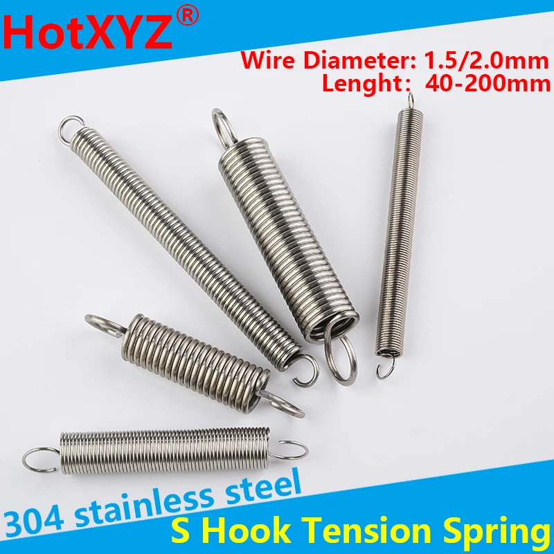304 Stainless Steel S Hook Tension Cylindroid Helical Coil Pullback ...