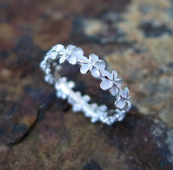 Exquisite-Women-Jewelry-Hawaiian-Plumeria-Flower-Lei-Ring-Eternity-Band ...