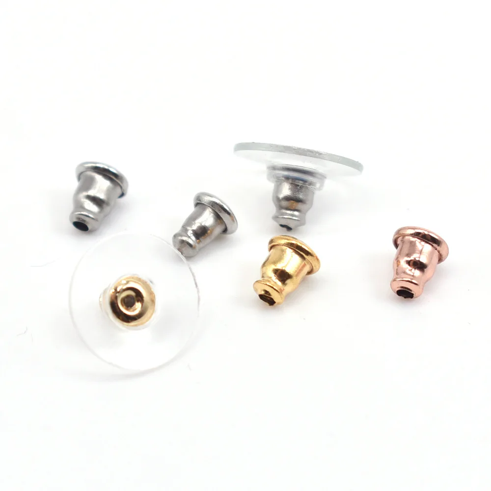 50pcs/lot Stainless Steel Hypoallergenic Earring Bullet Back Stopper ...