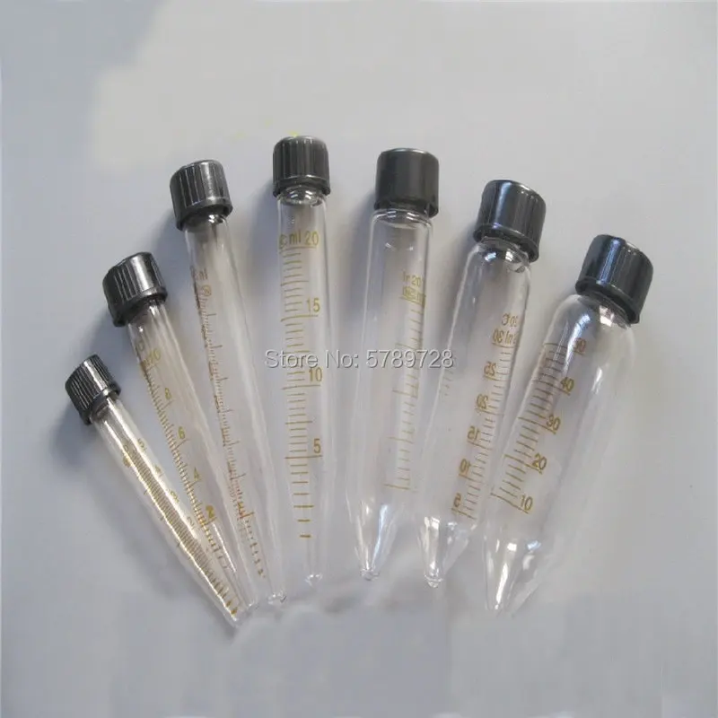Glass V bottom centrifugal tube with screw cap Lab test tubes with ...