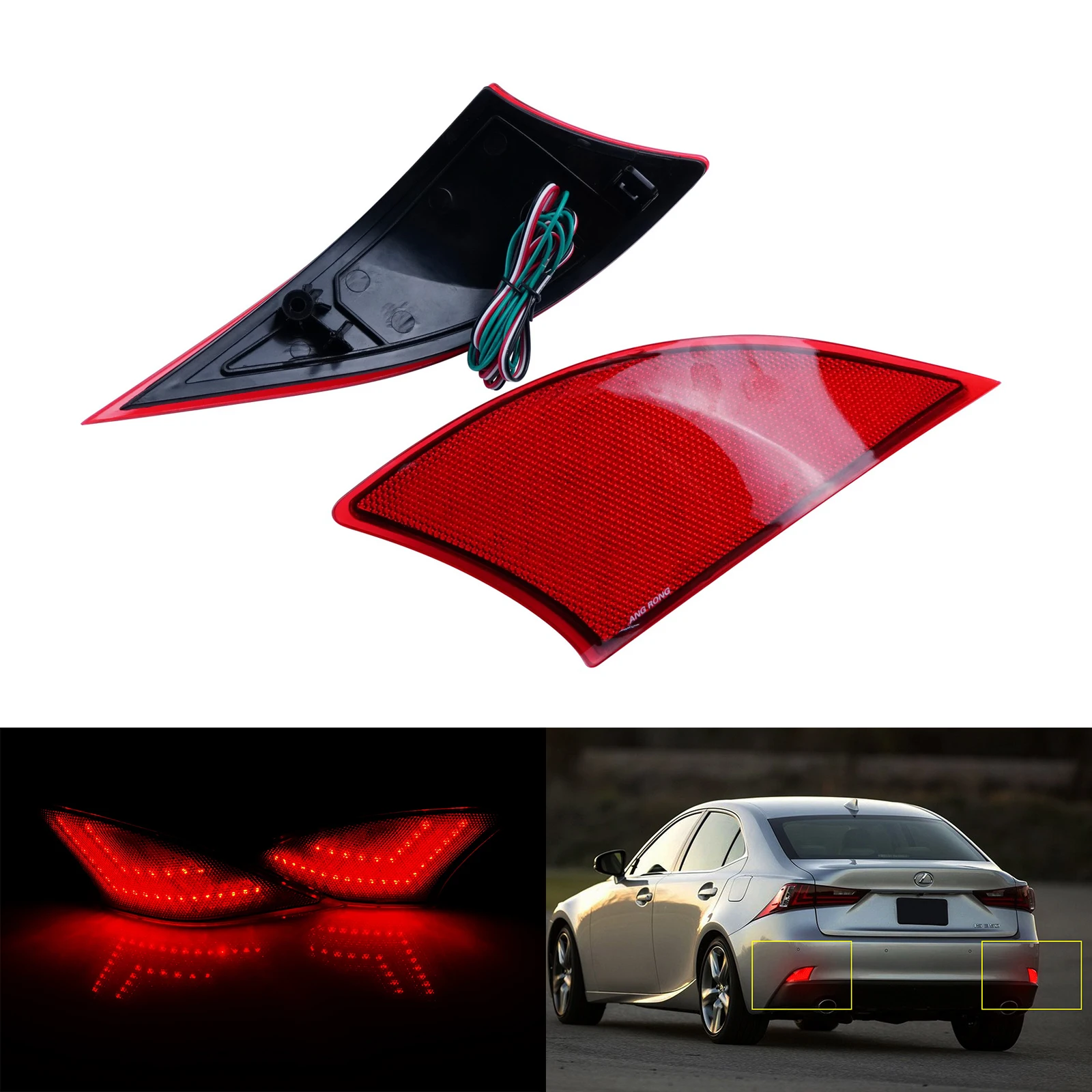 ANGRONG 2X Red LED Rear Bumper Reflector Brake Stop Light Lamp For ...