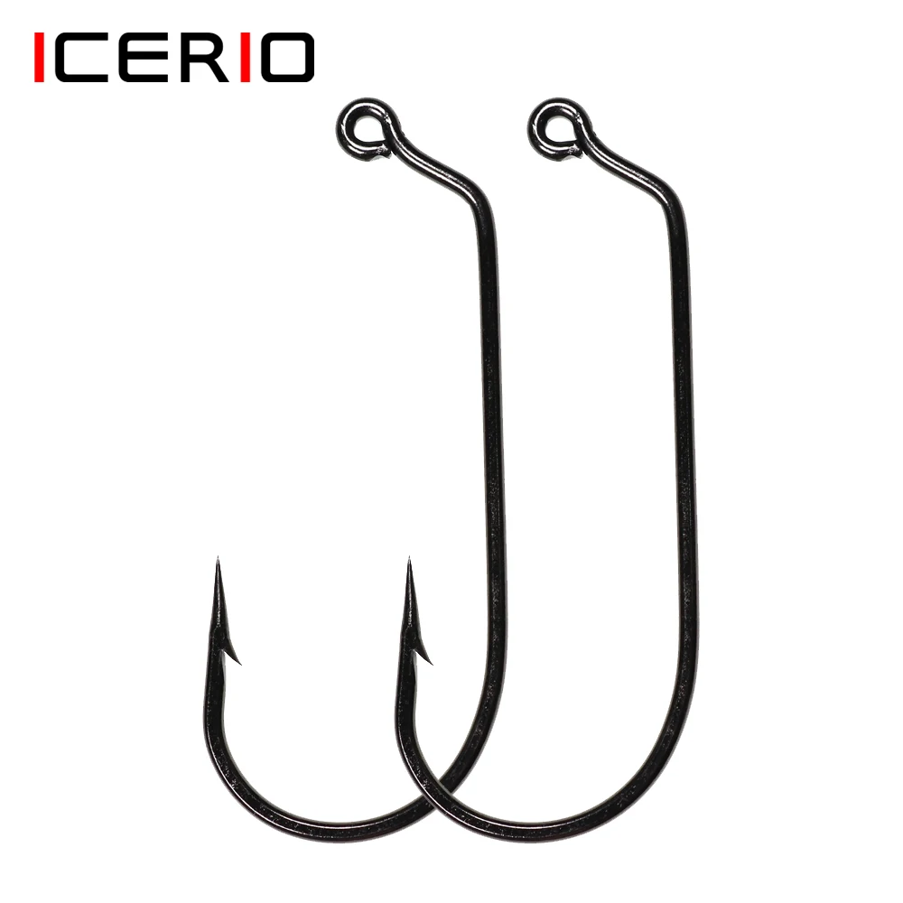 ICERIO-20PCS-60-Degree-Jig-Hook-Barb-Freshwater-Saltwater-Forged-Steel ...