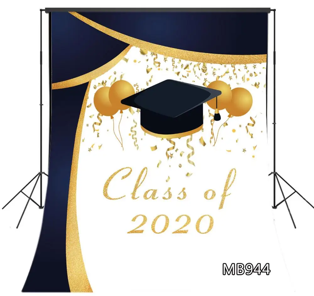 Golden Ribbon Confetti Curtain Graduation Cap Photo Background ...
