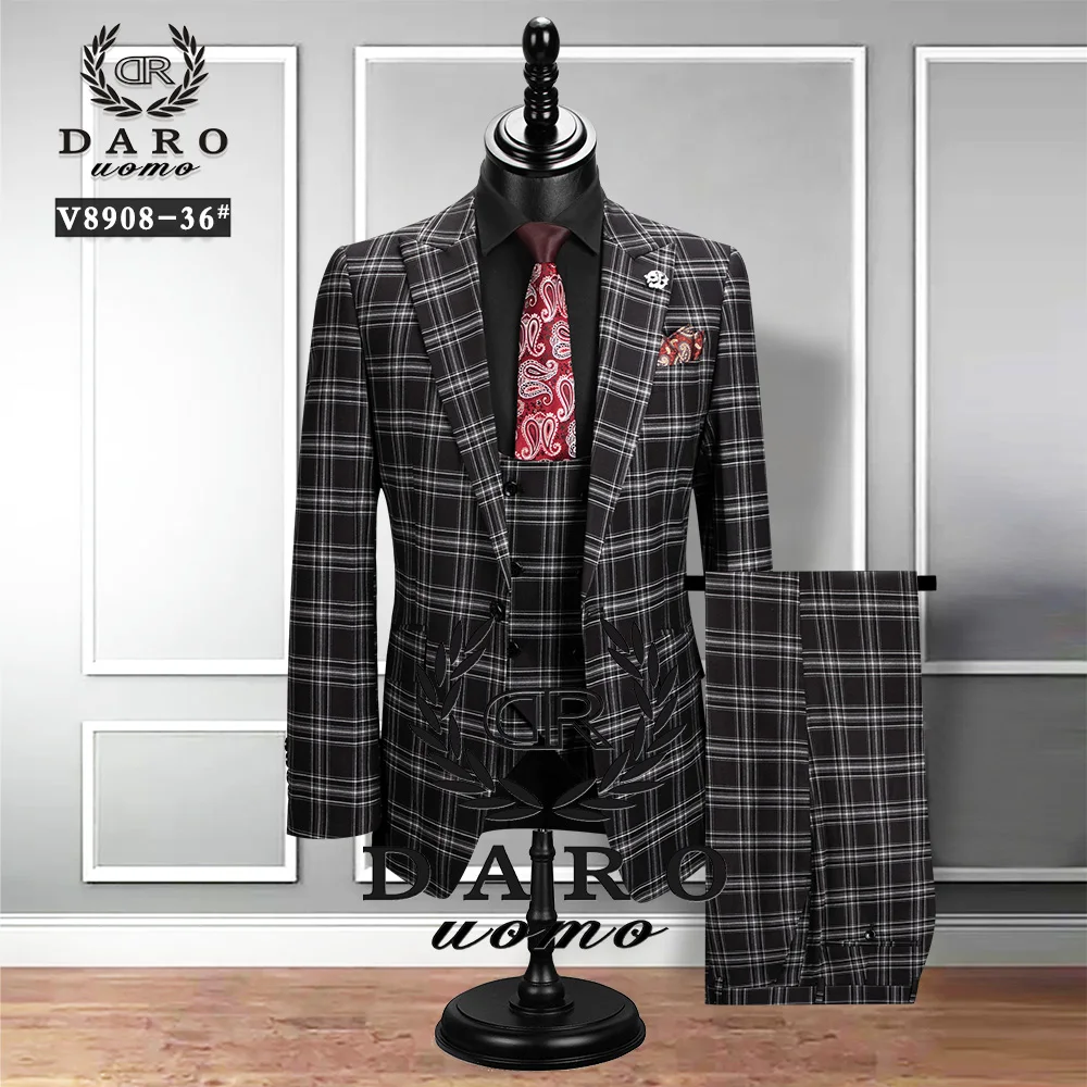 2023-DR-DARO-UOMO-Men-Suit-Jacket-vest-pant-3-Piece-Slim-Fit-Black-Blue ...