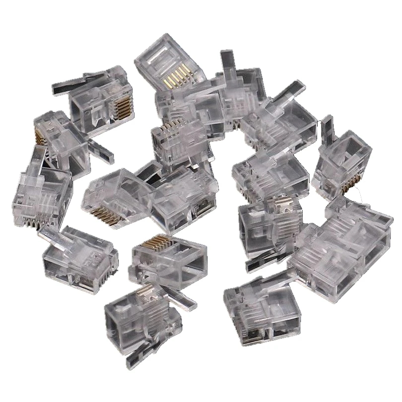 50PCS-RJ11-RJ12-Connector-6P6C-Right-Left-Middle-Buckle-Cable-Plug ...