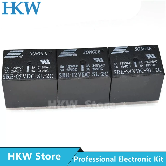 5Db Relé Sre-05Vdc-Sl-2C Sre-12Vdc-Sl-2C Sre-24Vdc-Sl-2C 5V 12V 24V 3A ...