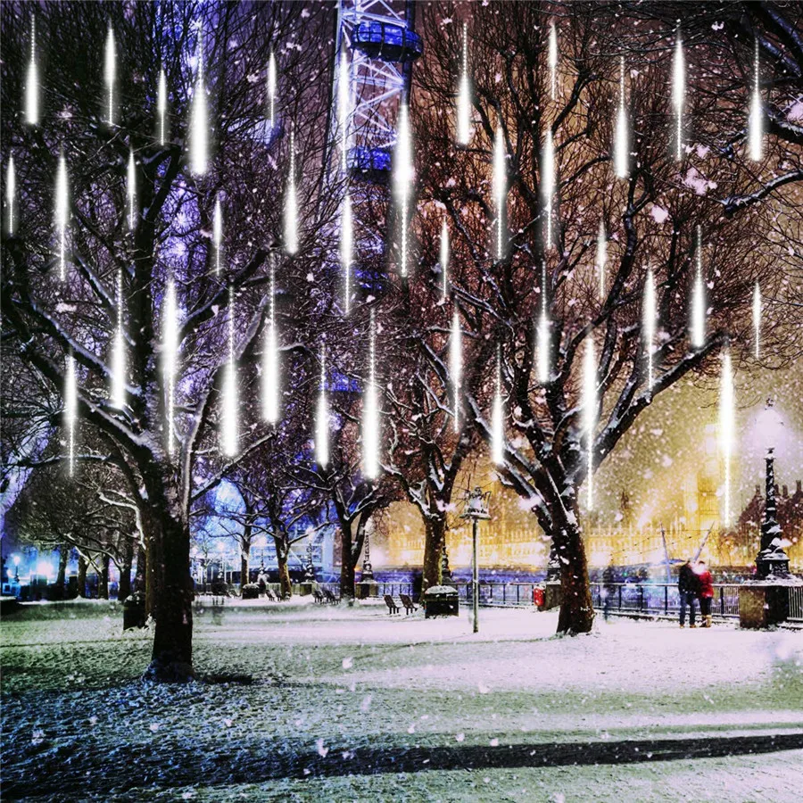 Chicago Christmas Lights Snow Falling