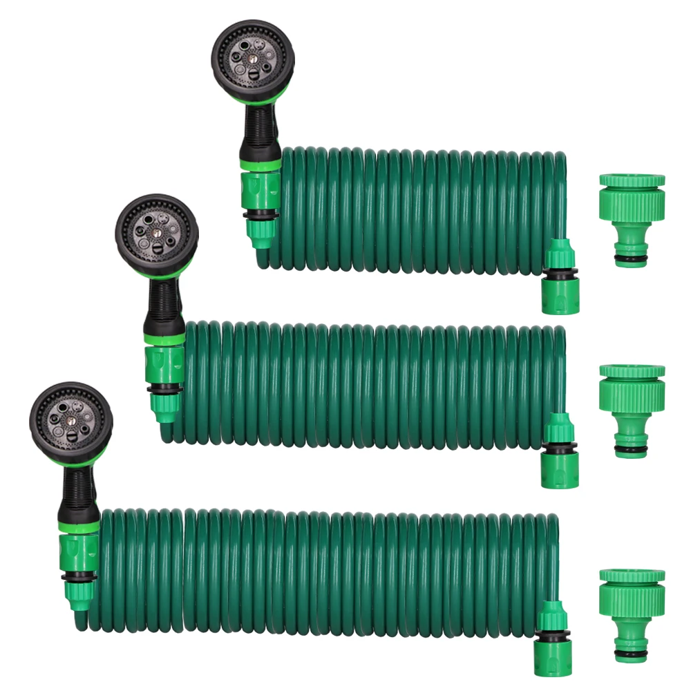 7.5/15/30m Garden Curly Hose W Water Gun 7 Pattern Expandable Coil ...