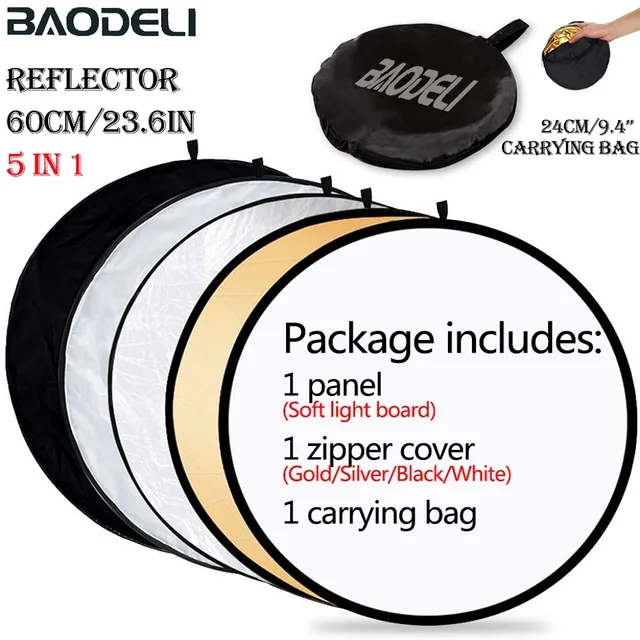 24" 60cm 5in1 Reflector Photography Collapsible Portable Light Diffuser ...