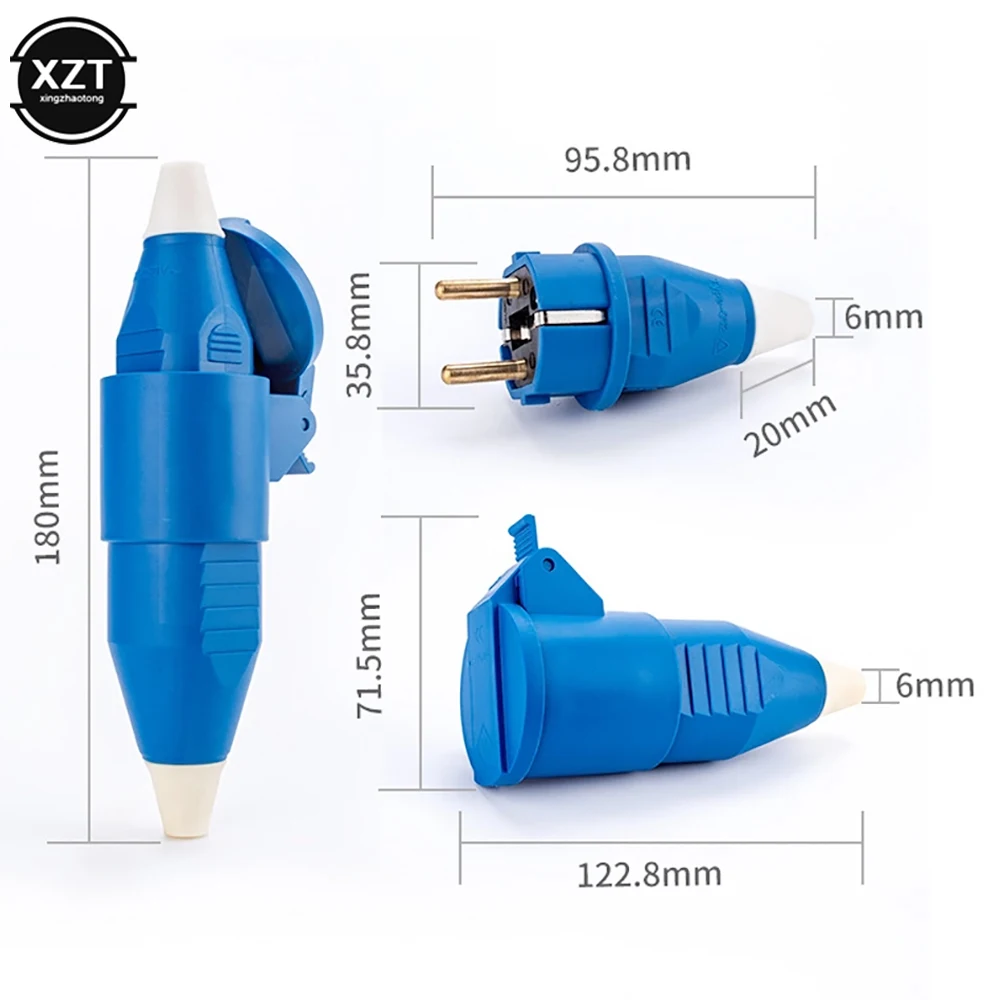 EU-Plug-Waterproof-IP54-2-Pin-Male-Female-Electronic-Connector-Schuko ...