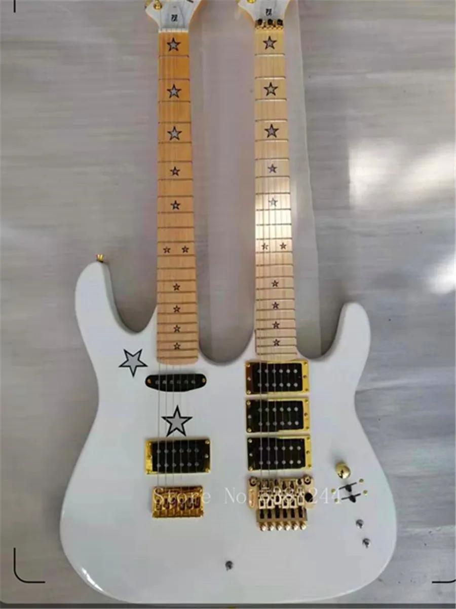 Free Transportation, Double-headed Electric Guitar, White Body Gold ...