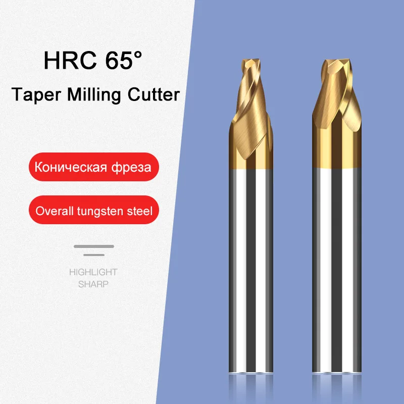 HRC65 2 Flute Carbide Taper End Mill Angular CNC Machning Milling ...